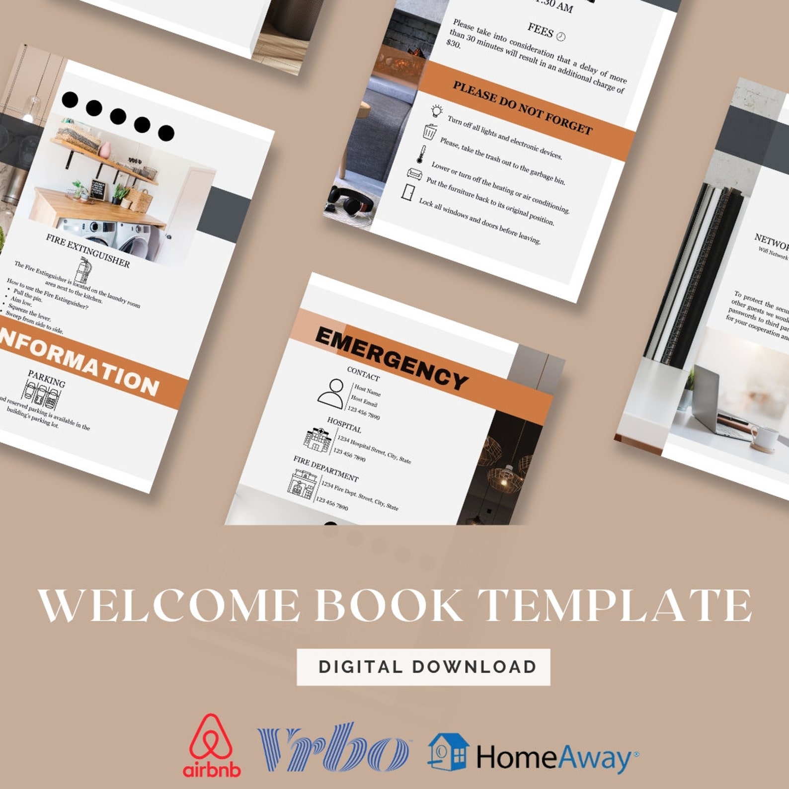 Airbnb/vrbo Welcome Book Template, House Manual Guide for Short-term ...