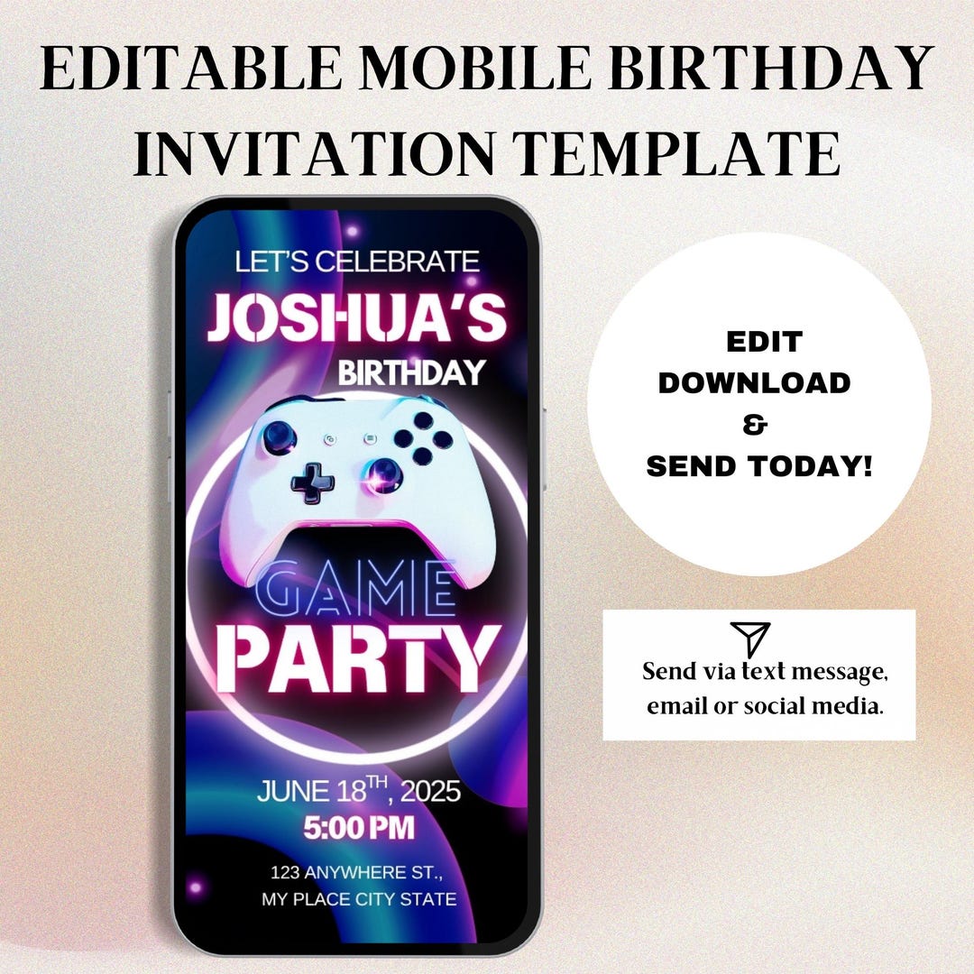 Editable Kids Birthday Invitation Template: Mobile Party Invite ...