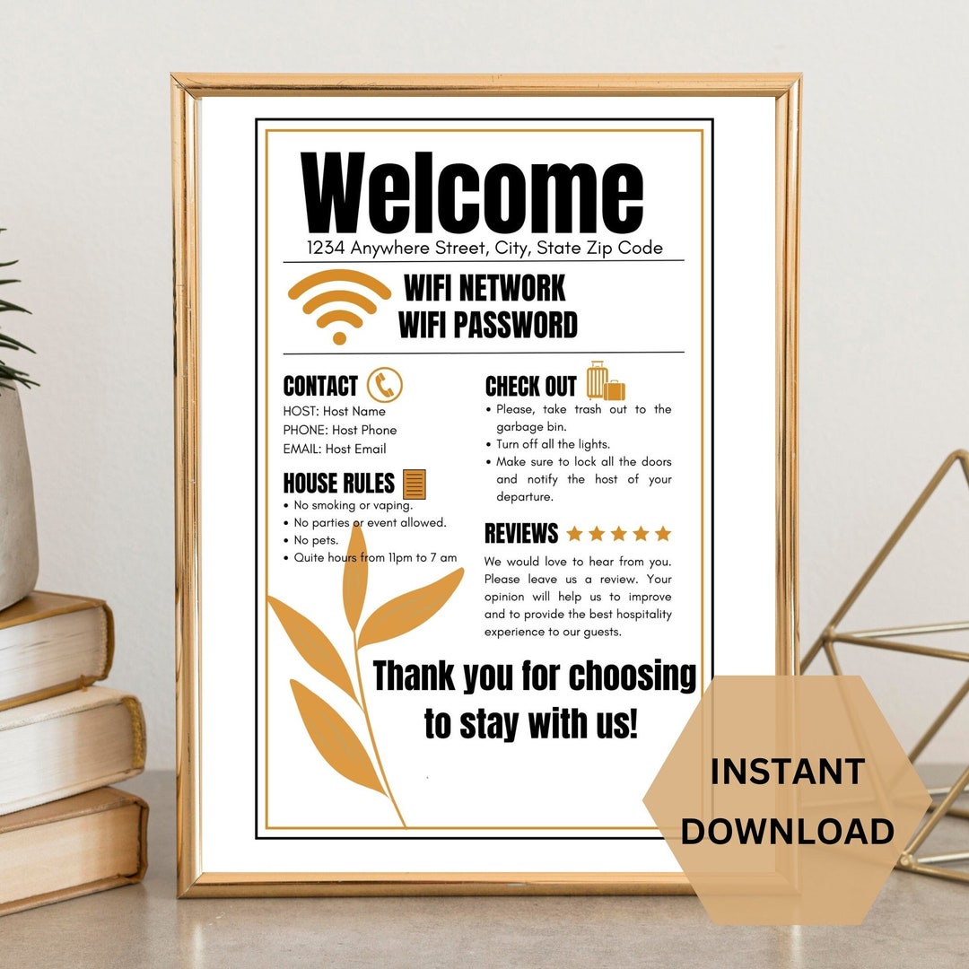 Airbnb Welcome Sign Template, Airbnb Host Essential, Hosting Signs ...