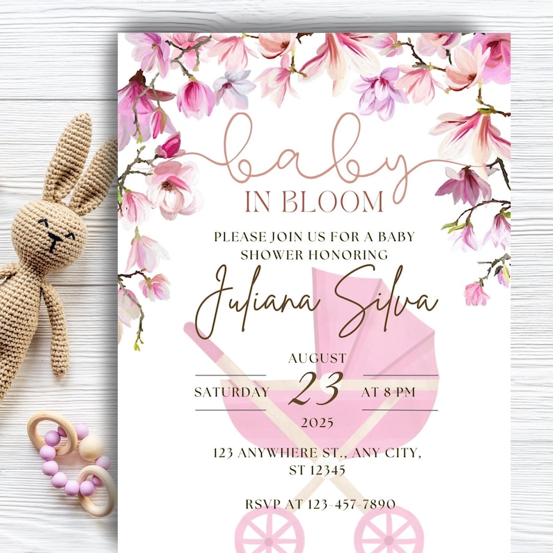 Floral Baby Shower Invitation: Editable Canva Template (digital ...