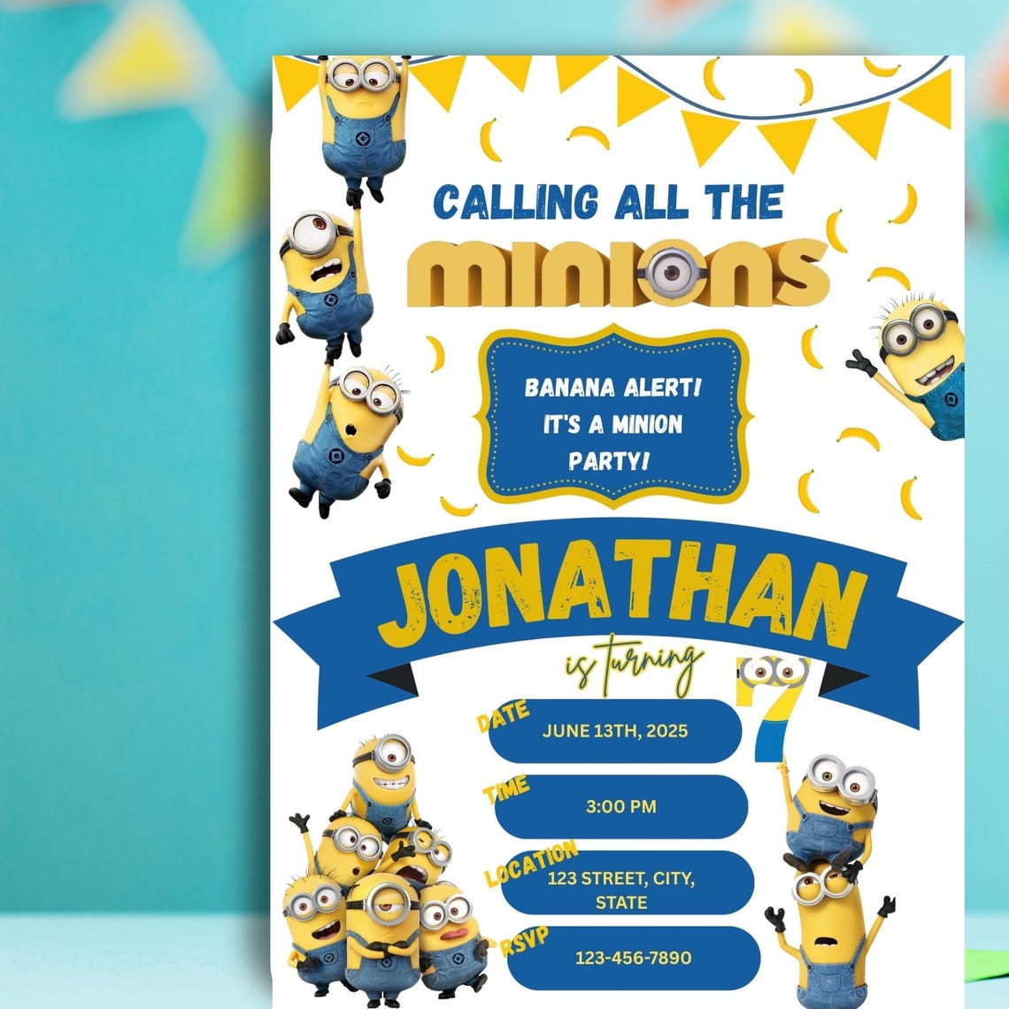 Minions Birthday Invitation | Printable & Digital Minions Themed Bday ...