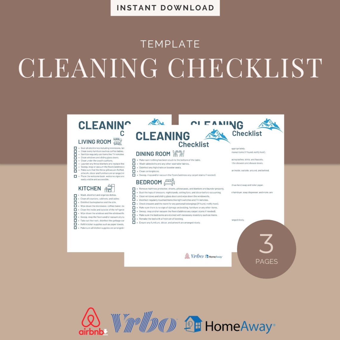 Airbnb/vrbo Cleaning Checklist, Short Term Rental Printable Cleaning ...