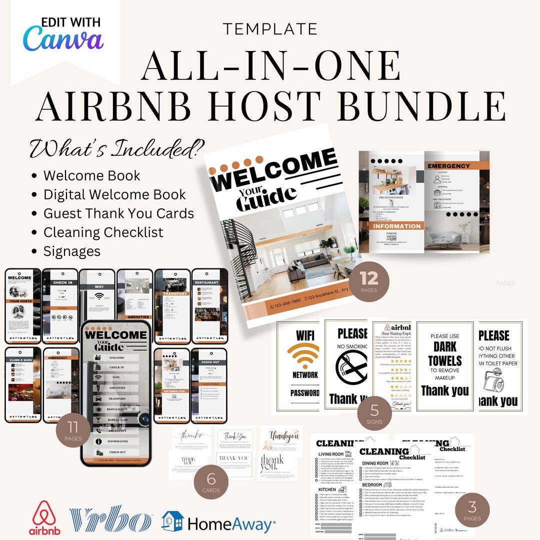 All-in-one Airbnb Host Bundle Kit for Hosting Starter Kit for Airbnb Guests Includes Welcome ...