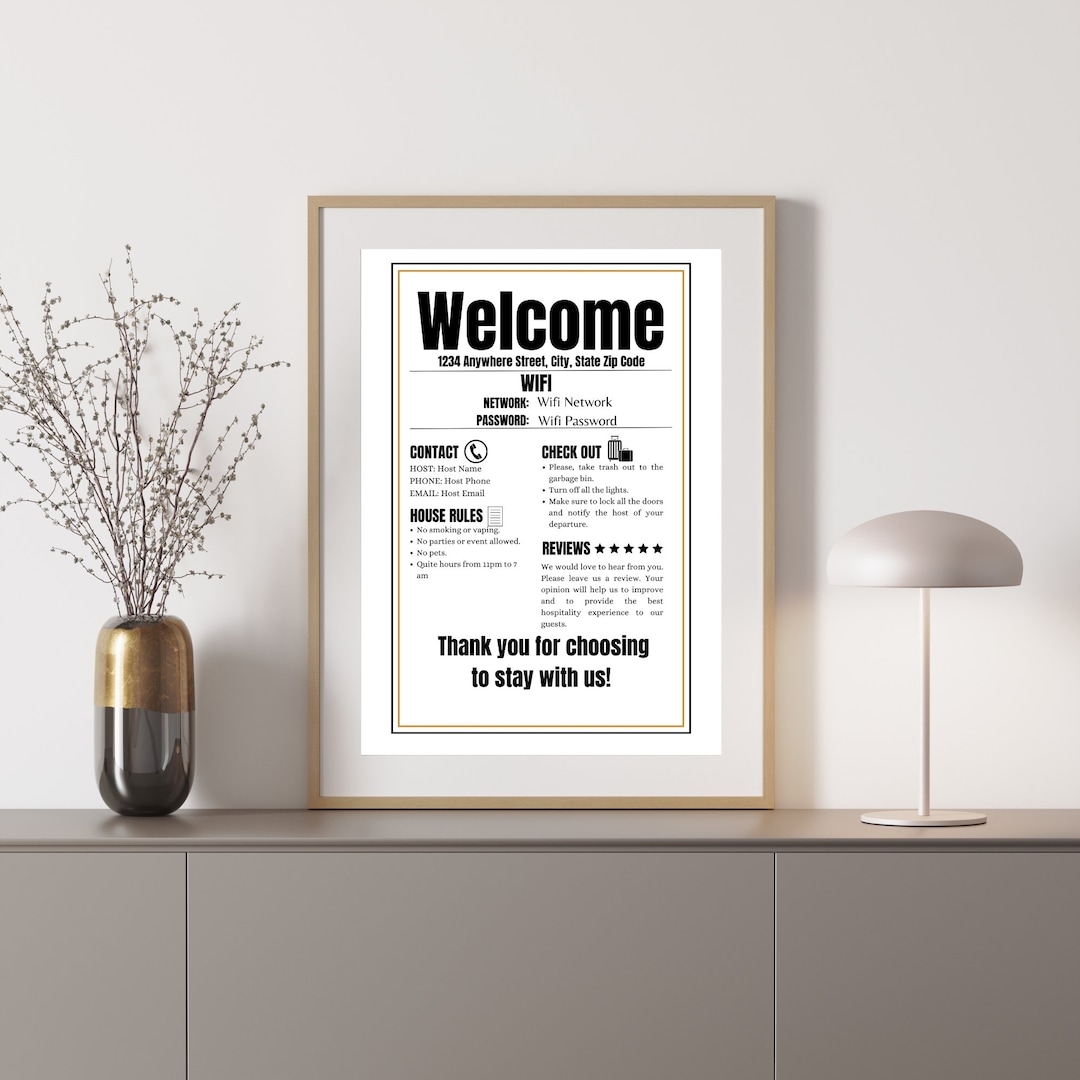 Airbnb Welcome Sign Template, Airbnb Host Essential, Hosting Signs ...