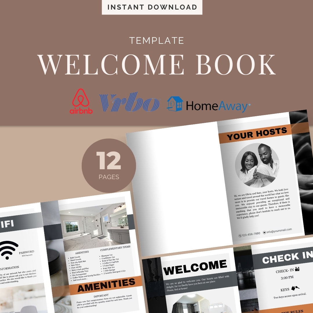 Airbnb/vrbo Welcome Book Template, House Manual Guide for Short-term ...