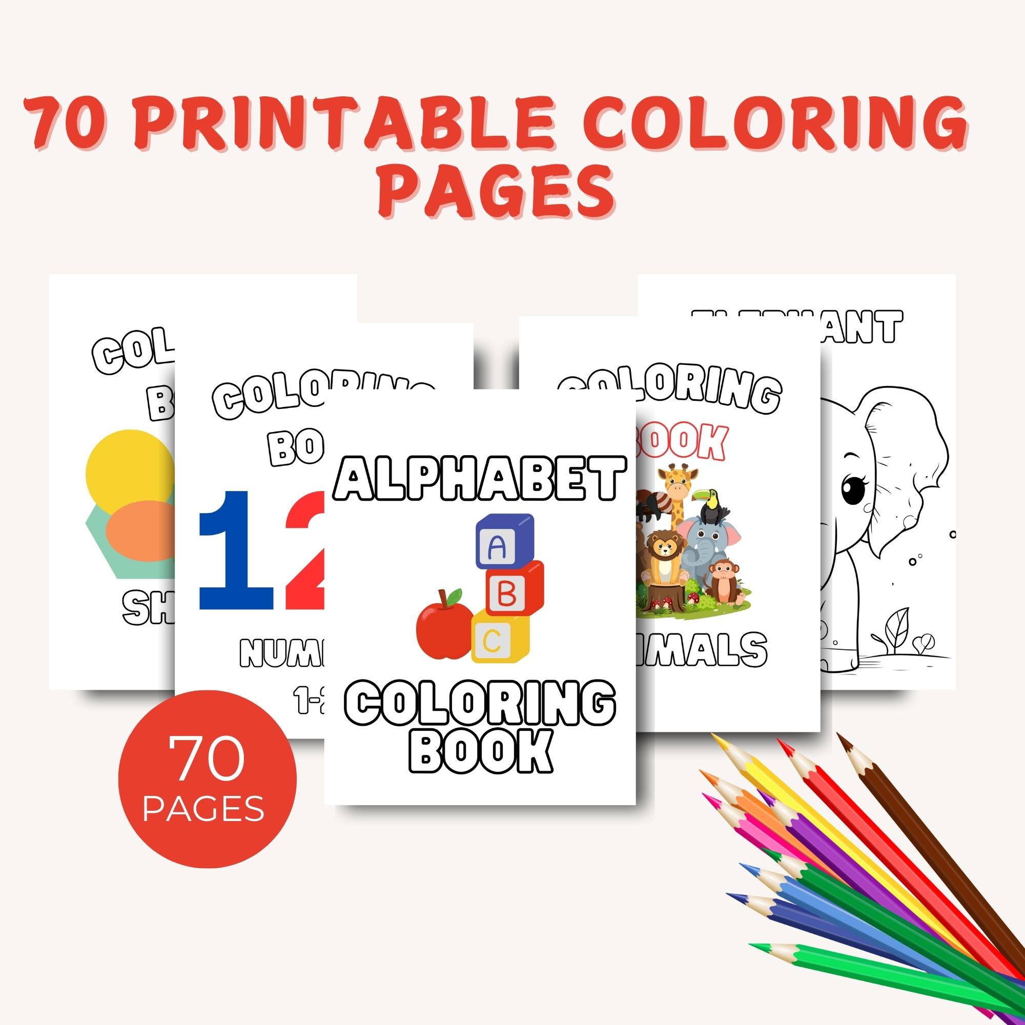 Printable ABC, Numbers, Shapes, and Animals Coloring Pages for Kids ...