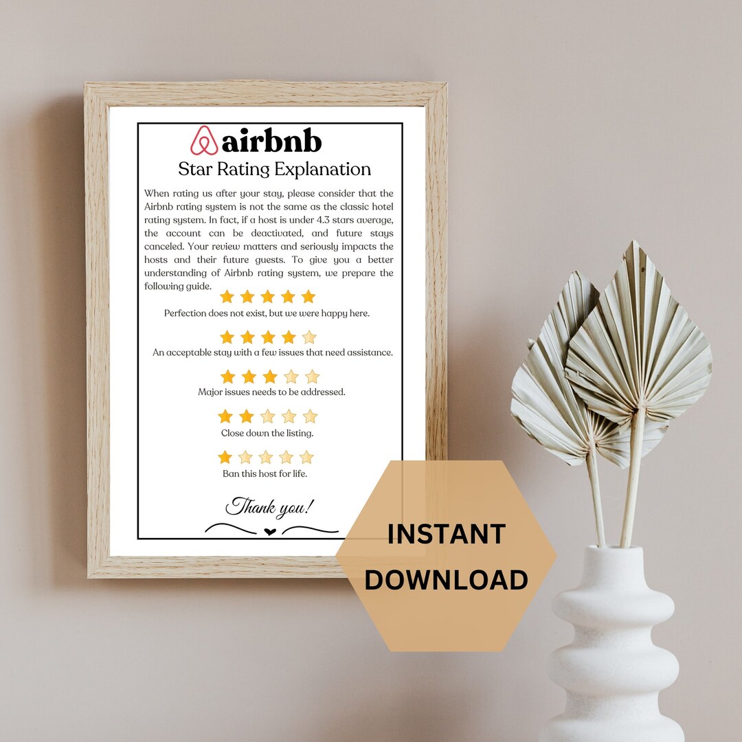 Airbnb Reviews Sign, Rating Guide Sign, Short Term Rental Rating ...