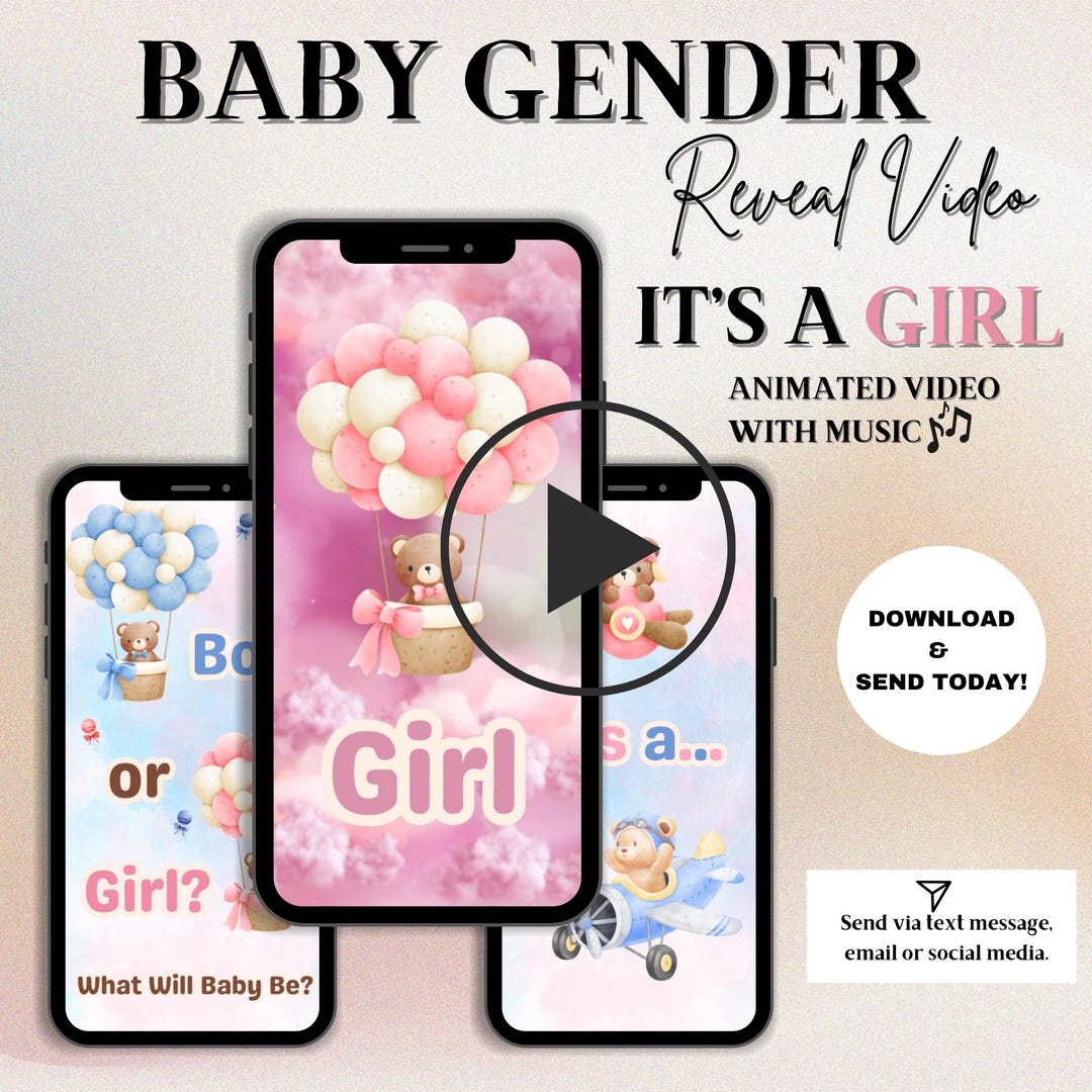 It's a Girl Digital Gender Reveal Video | Teddy Bear Animated ...