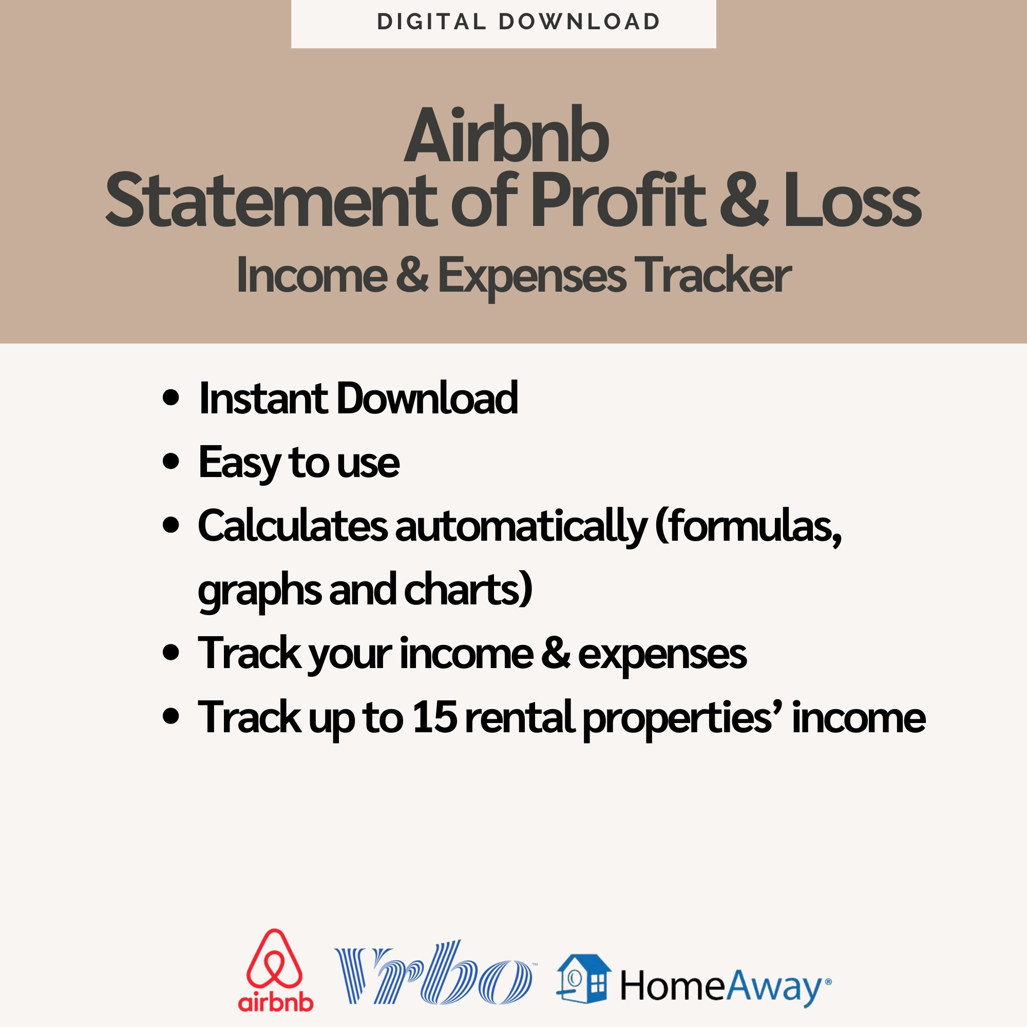 Airbnb Income and Expense Tracker: Excel Template (digital Download) - Etsy