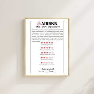 Airbnb Reviews Sign, Rating Guide Sign, Short Term Rental Rating ...