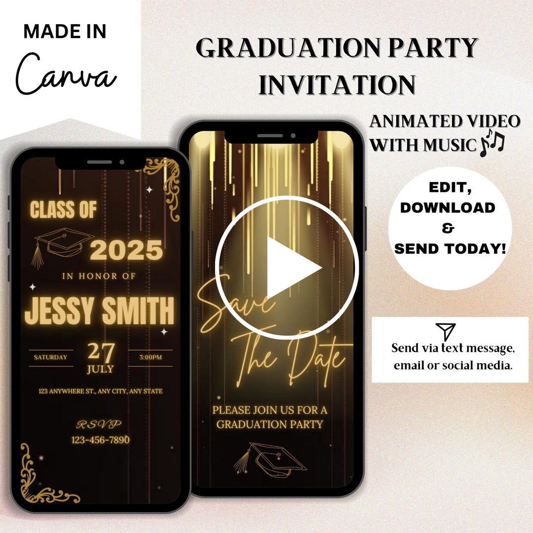 Graduation Invitation Video With Music | Digital 2025 Senior High ...