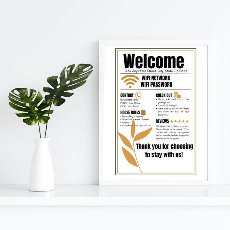 Airbnb Welcome Sign Template, Airbnb Host Essential, Hosting Signs ...