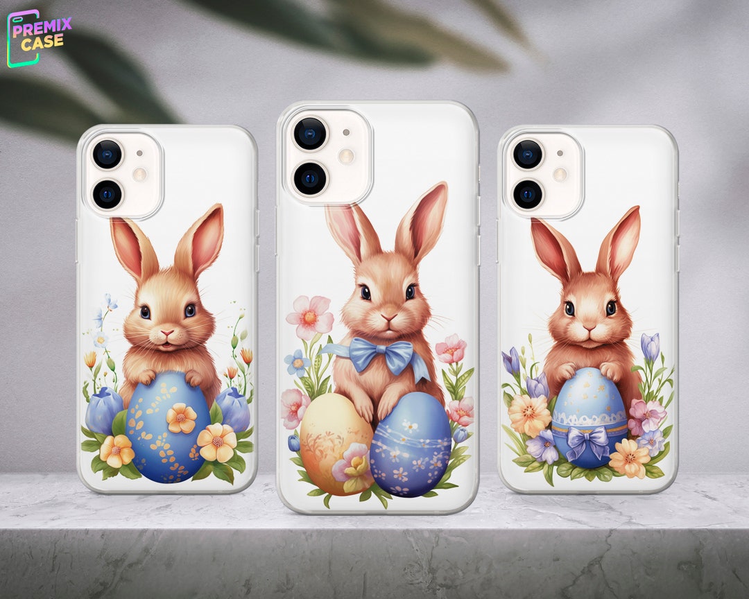 Happy Easter Phone Case Cute Rabbit Cover for iPhone 15 Pro, 14, 13, 12 ...
