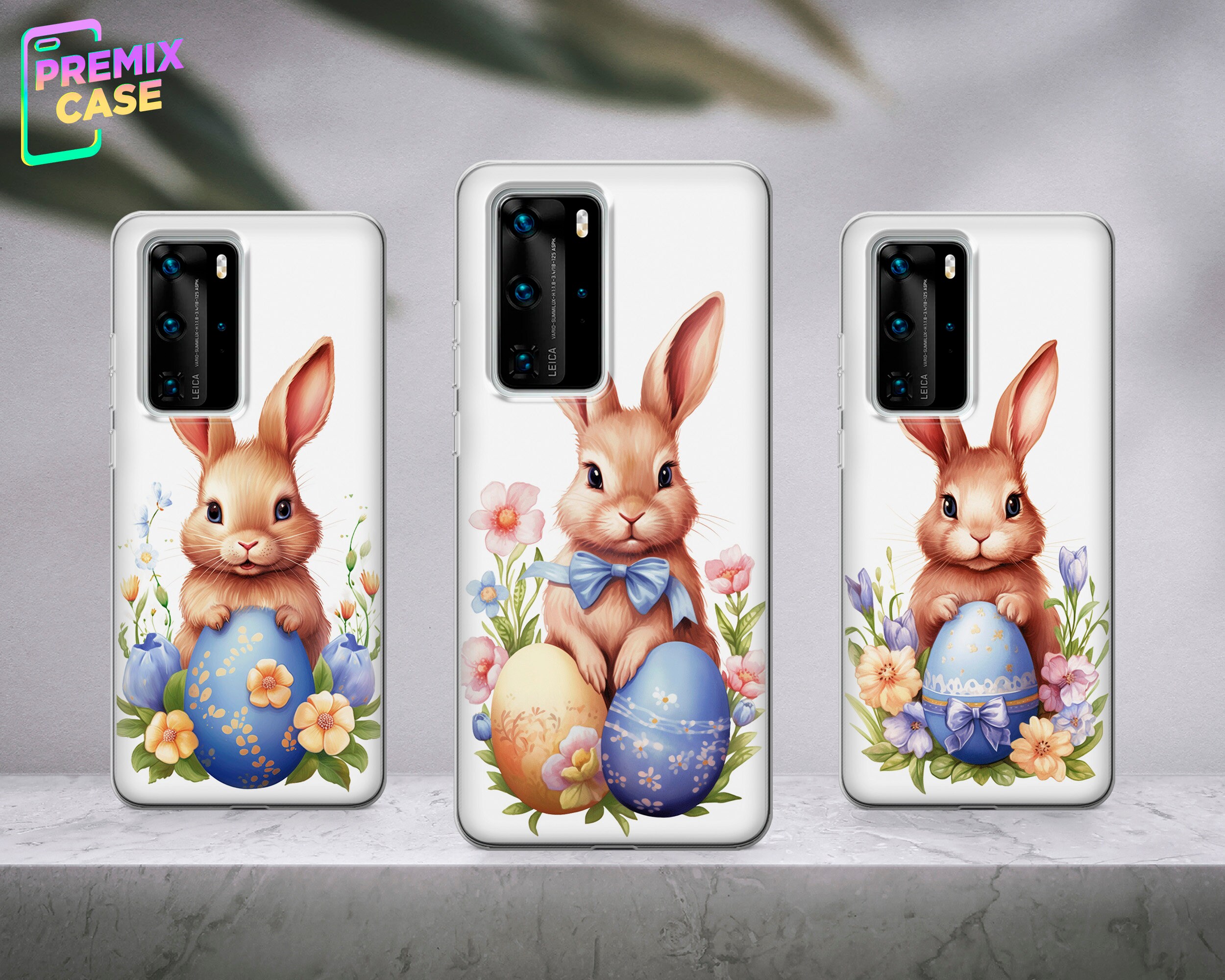 Happy Easter Phone Case Cute Rabbit Cover for iPhone 15 Pro, 14, 13, 12 ...