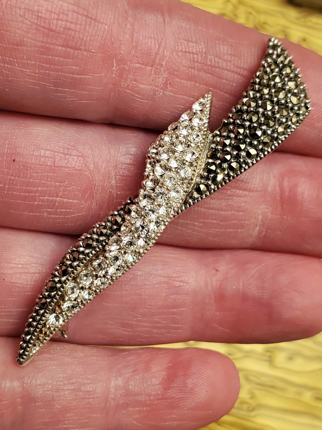 Black and White Judith Jack Brooch - Etsy