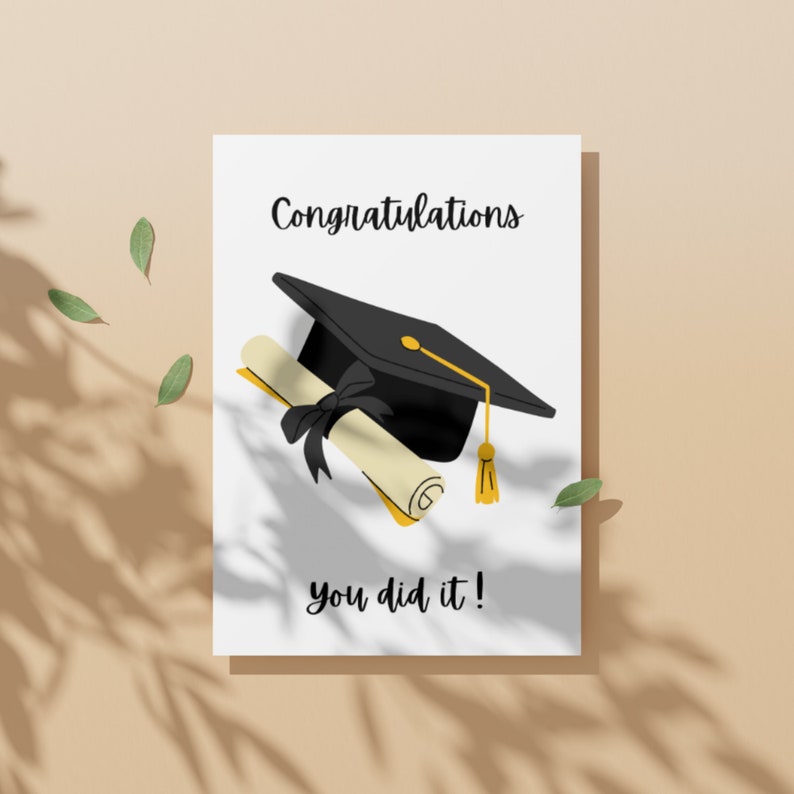 Printable Graduation Card - Congratulations, You Did It ! Gift for ...