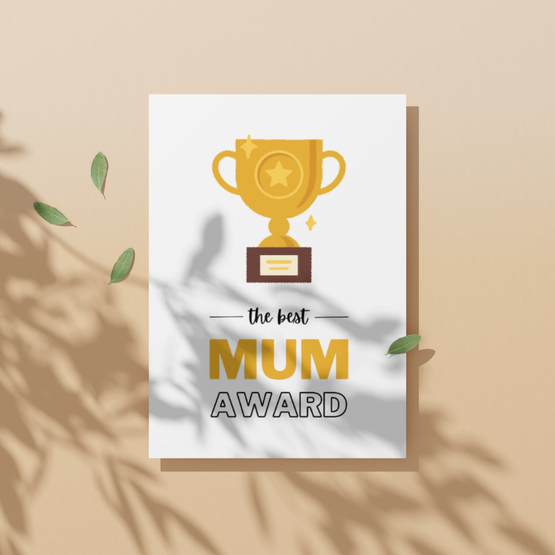 Printable Mother's Day Card the Best MUM Award - Etsy