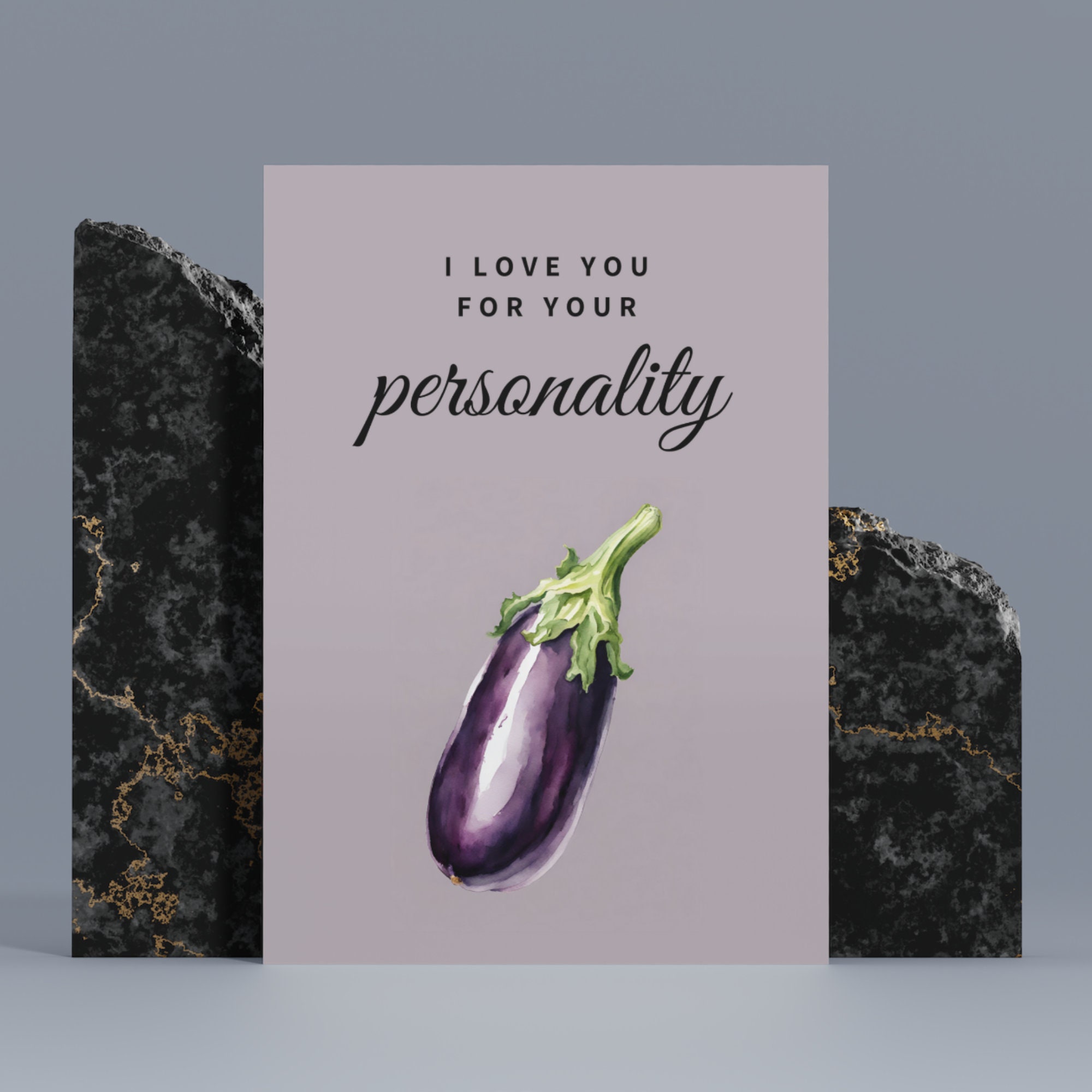 Printable Dirty Happy Birthday Greeting Card for Him, Husband, Boyfriend Watercolor Eggplant ...