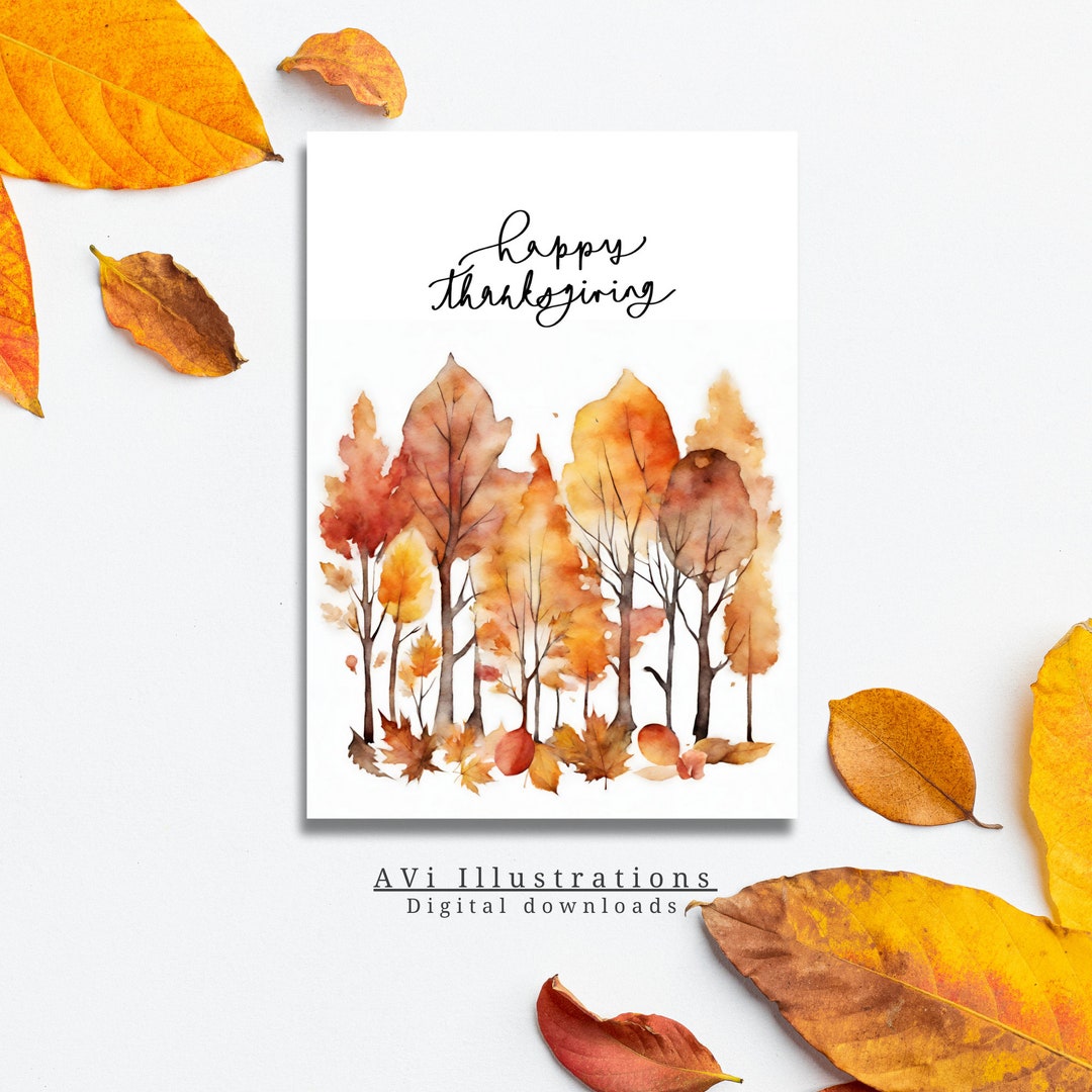 Printable Thanksgiving Greeting Card Autumn Forest - Etsy