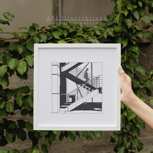 Square Minimalistic Black and White Modern Poster of - Etsy