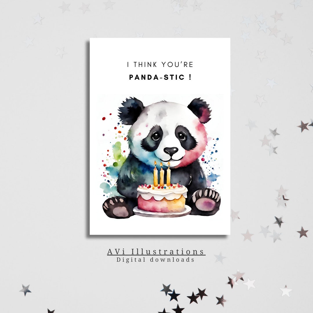 Watercolor Panda Birthday Greeting Card - Etsy