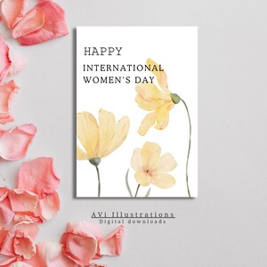 Printable Happy International Women's Day Card With Flowers - Etsy