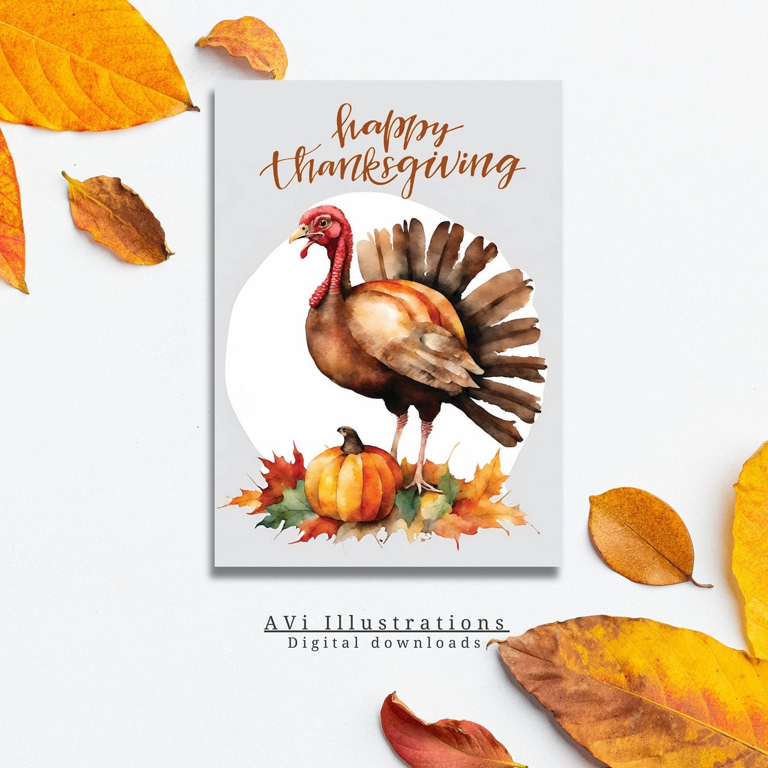 Printable Thanksgiving Greeting Card Turkey Invitation in - Etsy