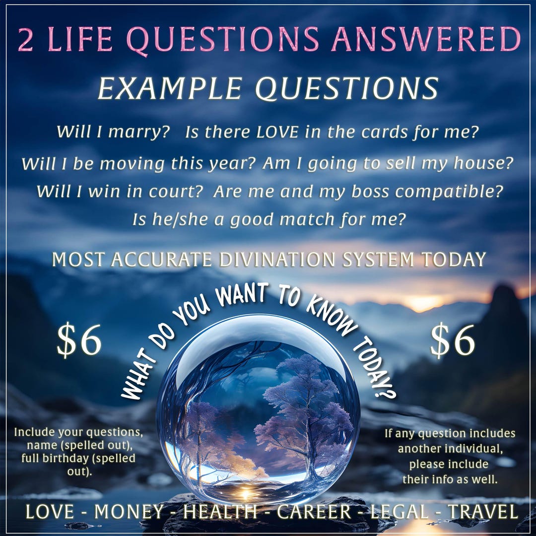 2 Life Questions Cards of Your Destiny Card Readings Better Than Tarot ...
