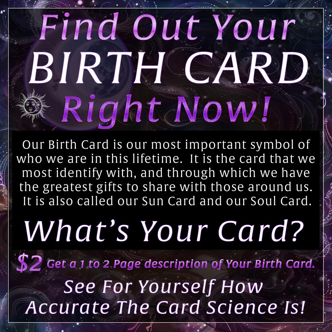 Your Birth Card Description-better Than Tarot/astrology-uses Cards of ...