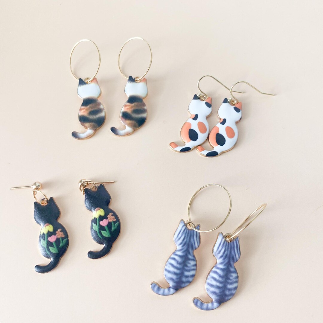 Calico Cat Earring Dangle Tabby Cat Earring Cute Cat Lover Gift Idea ...