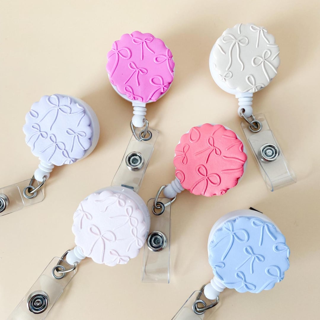 Clay Badge Reel Bow Badge Reel Cute Badge Clip Coquette Nurse Essential ...