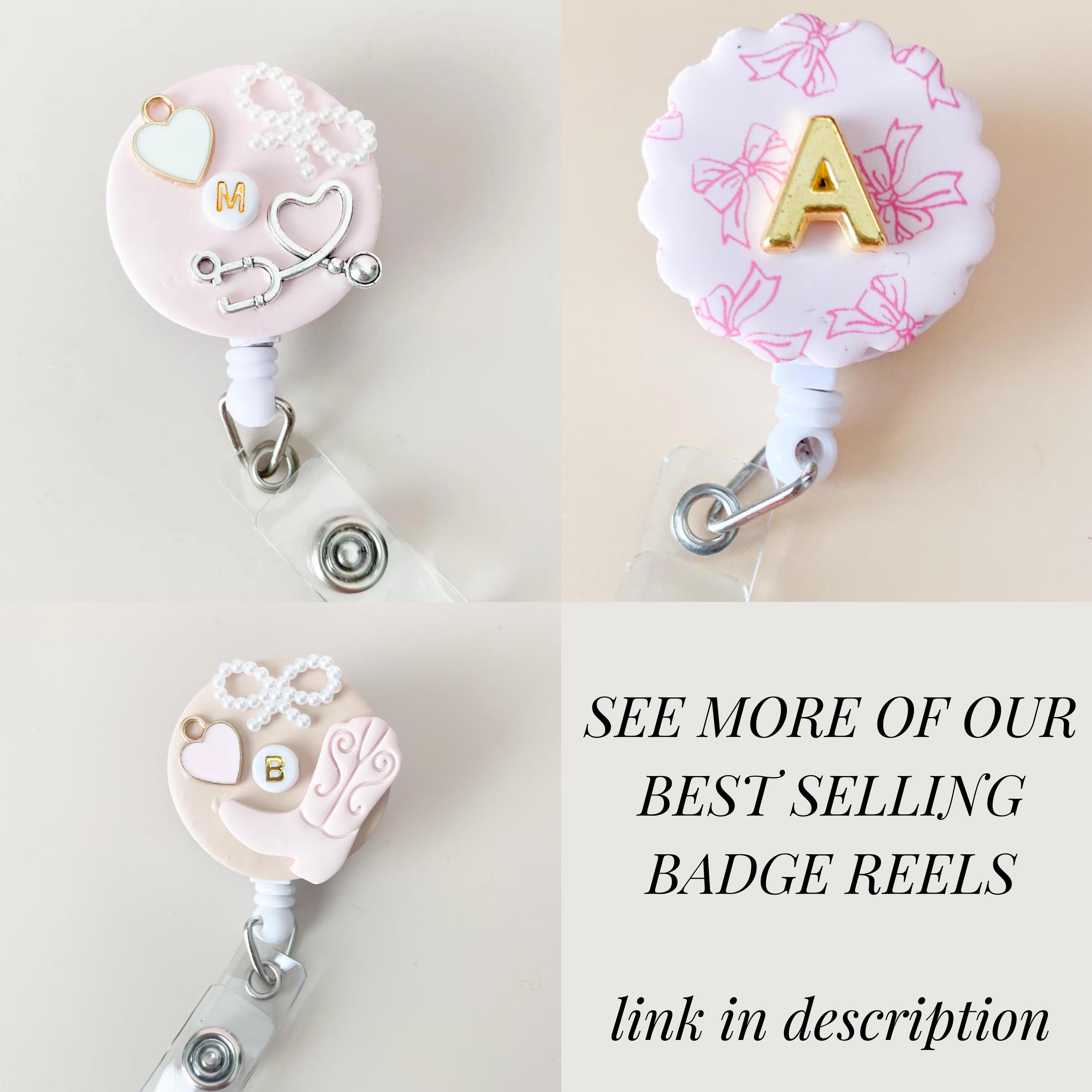 Clay Badge Reel Bow Badge Cute Badge Clip for Nurse Essential for Work ...
