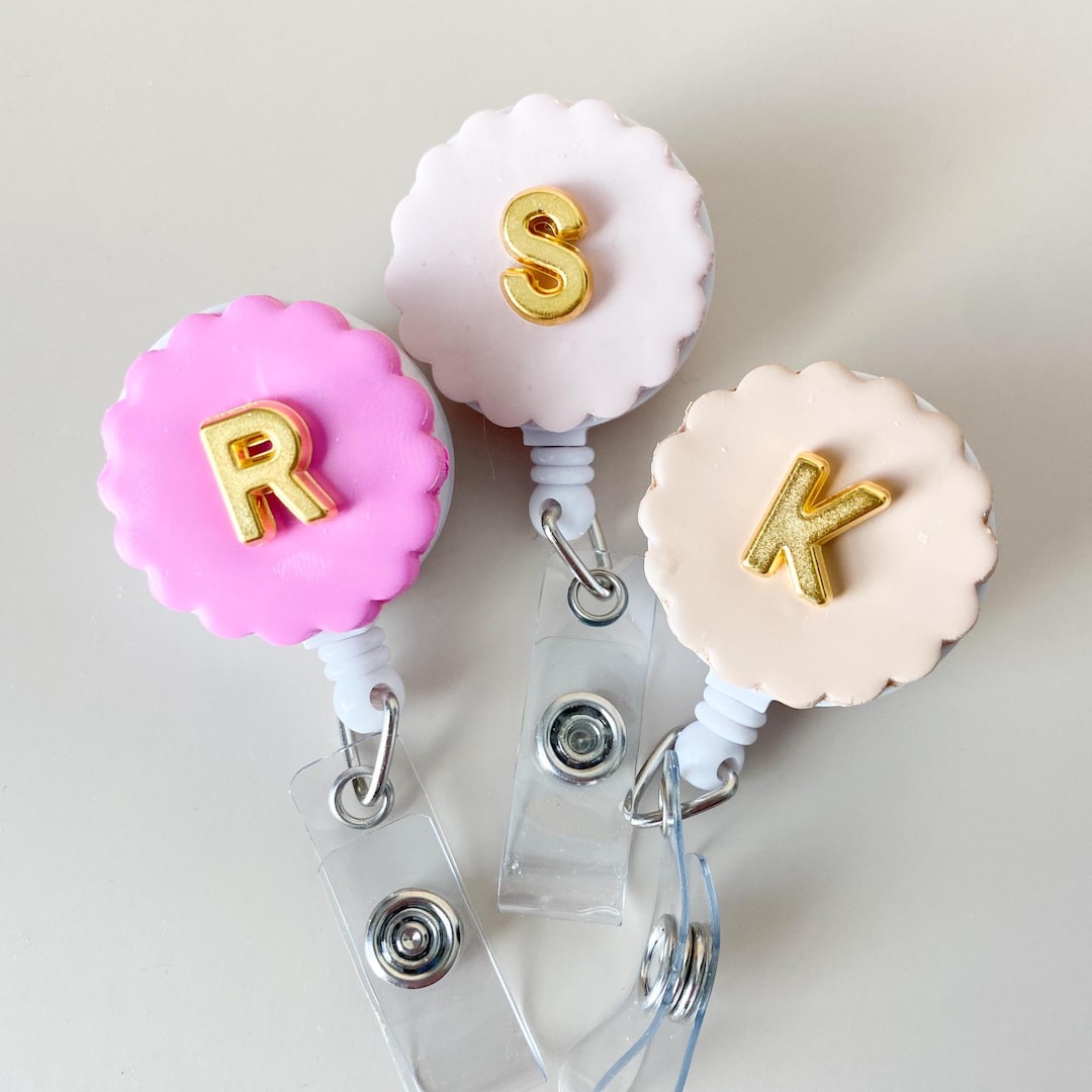 Clay Badge Reel Cute Badge With Bead Badge Clip With Letter Badge Reel ...