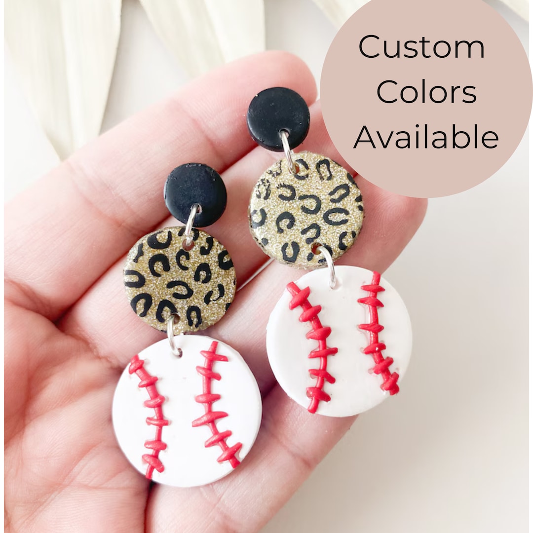 Baseball Mom Gift Sparkle Baseball Earring Polymer Clay Sports Earring ...