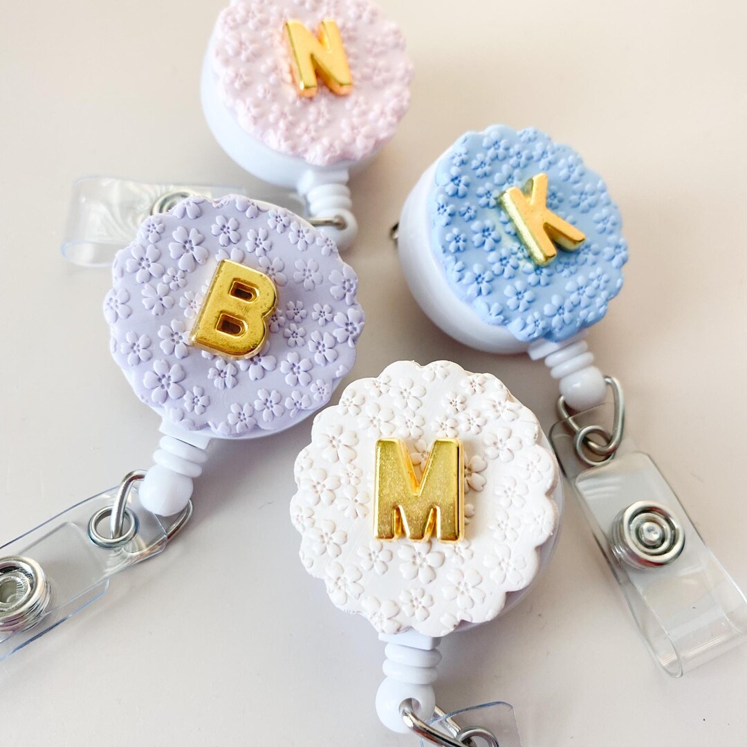 Badge Reel Flower Badge Reel Cute Badge Clip Holder Nurse Essential for ...