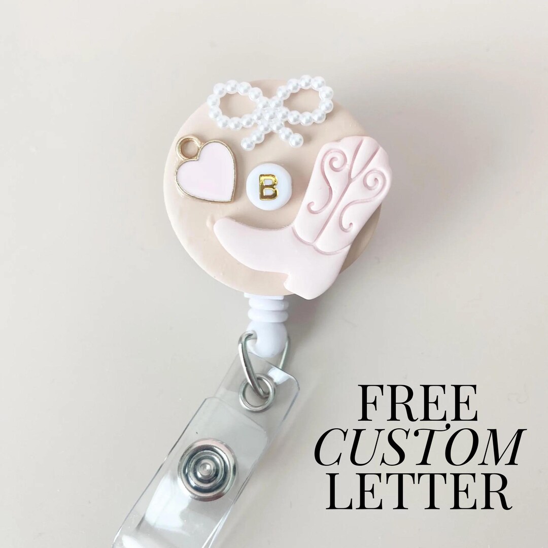 Cowgirl Badge Reel Cute Bow Badge Clip for Nurse Coquette Badge Reel ...