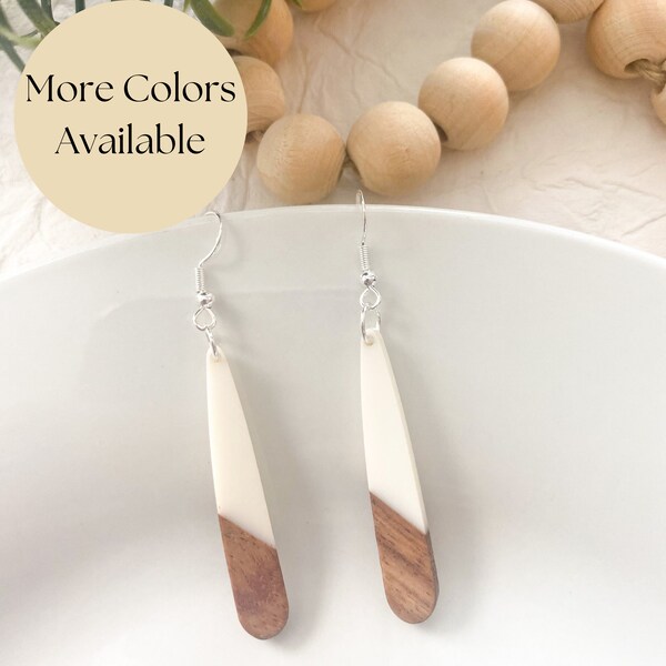 Wood Resin Earrings - Etsy