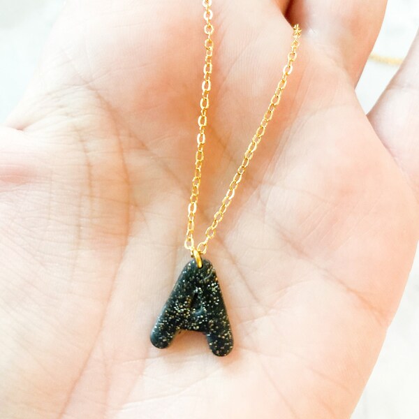 Puffy Initial Necklace - Etsy