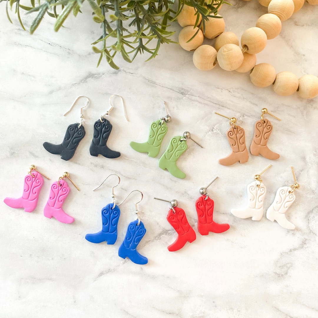 Cowgirl Boot Dangle Earrings Custom Color Gift for Country Music Fan ...