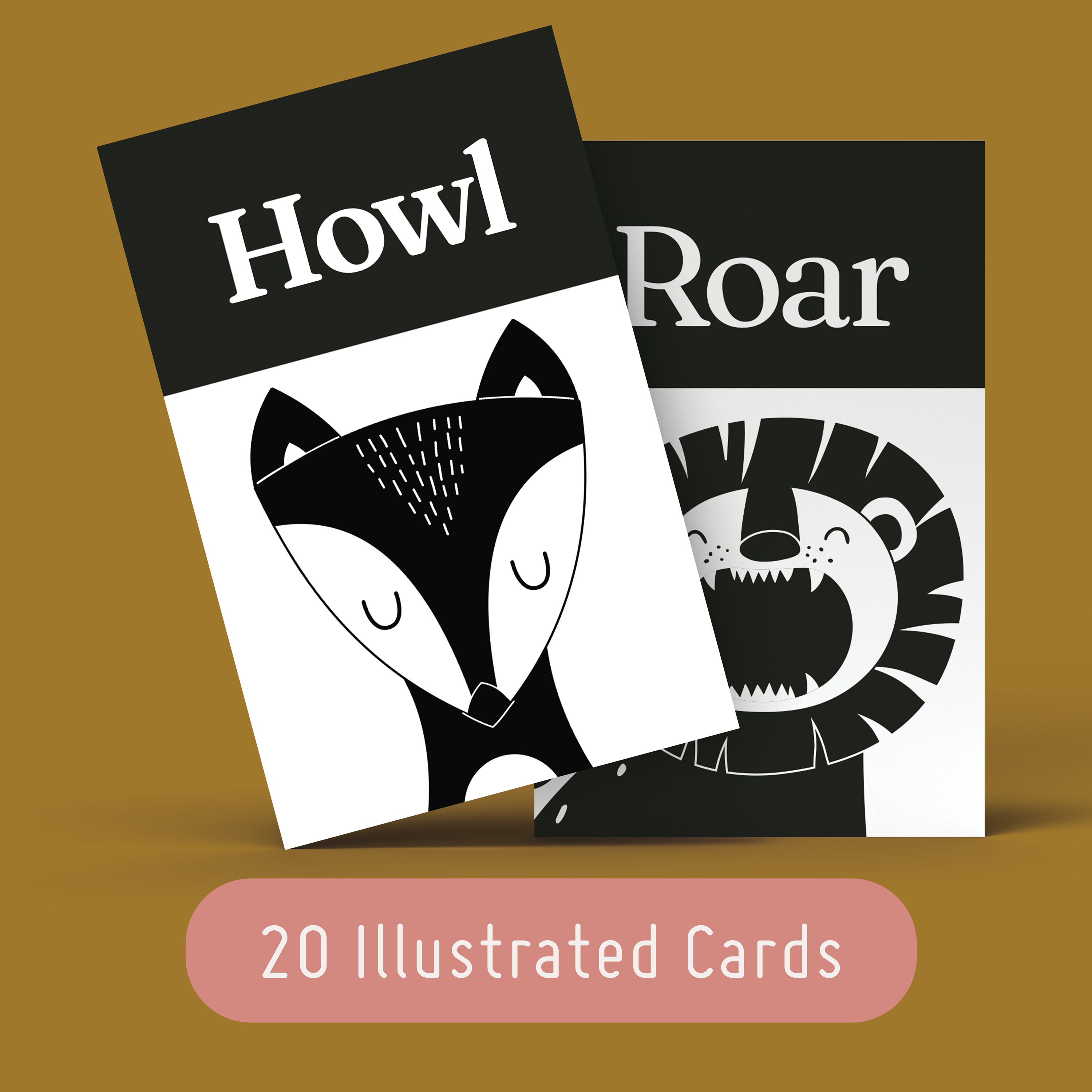 Flashcards for Baby, Black & White High-contrast Animal Educational ...