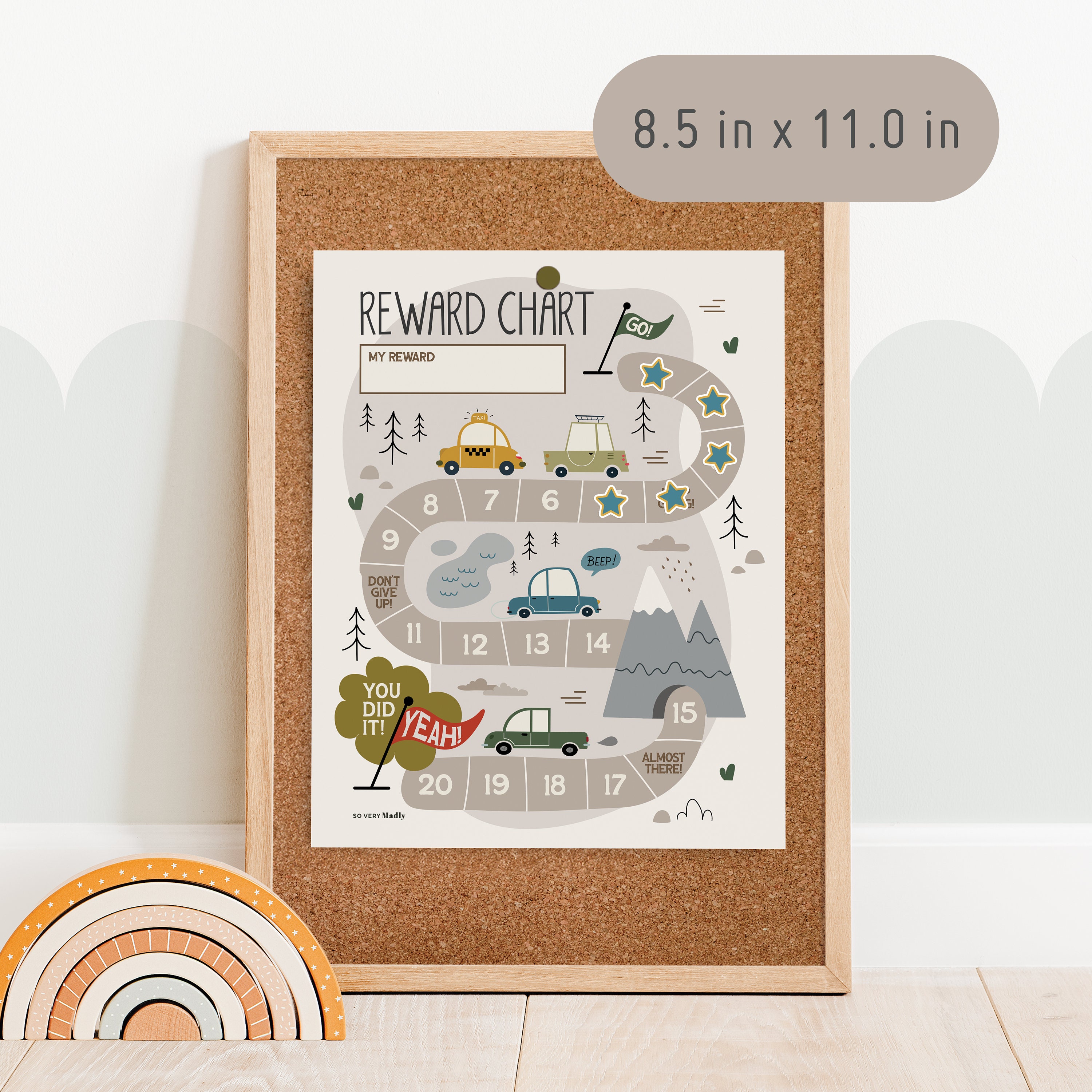 Rewards Chart for Kids, Car-themed Behavior Tracker Chart, Toddler ...