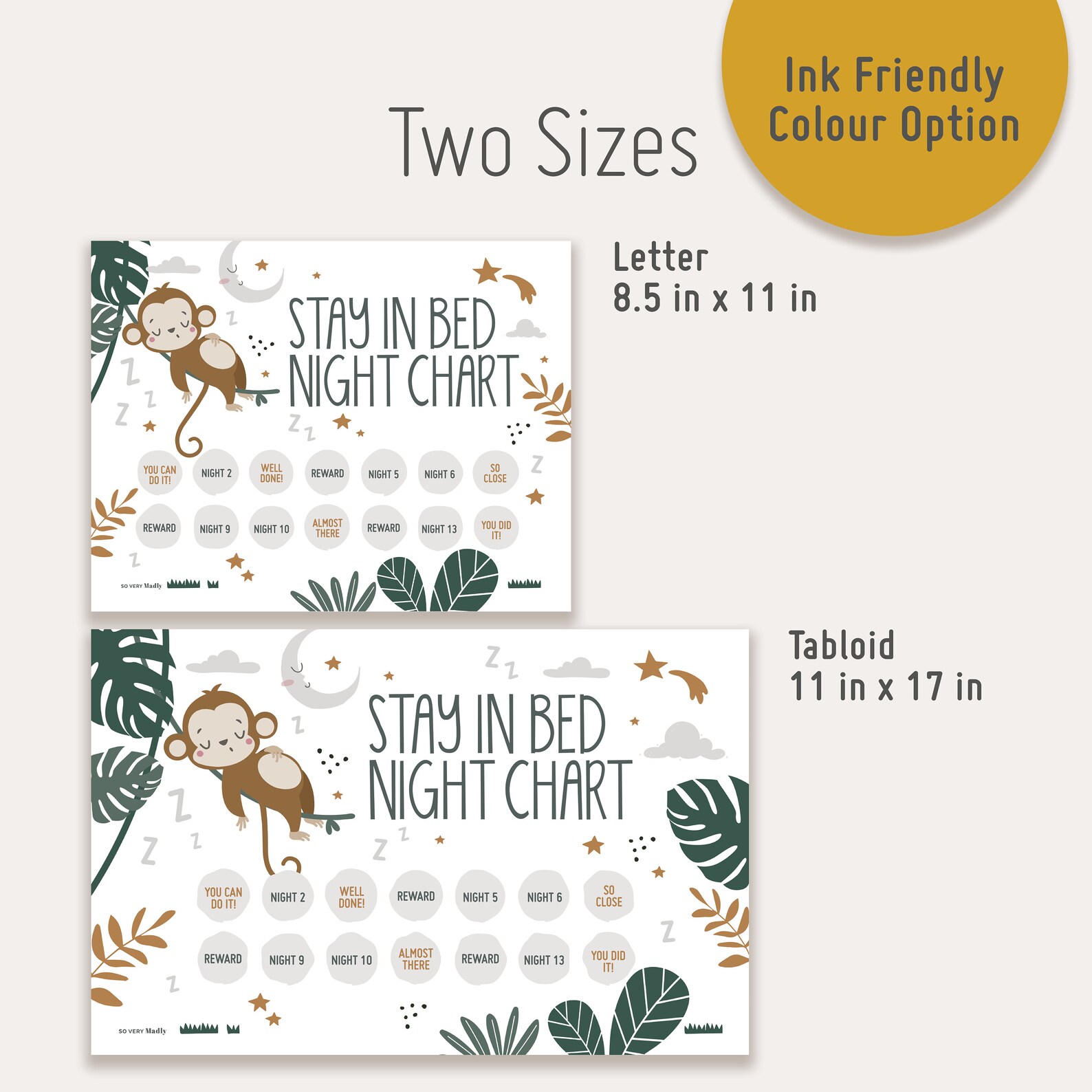 Sleepy Monkey Bedtime Training Chart: 14-day Reward System (printable ...