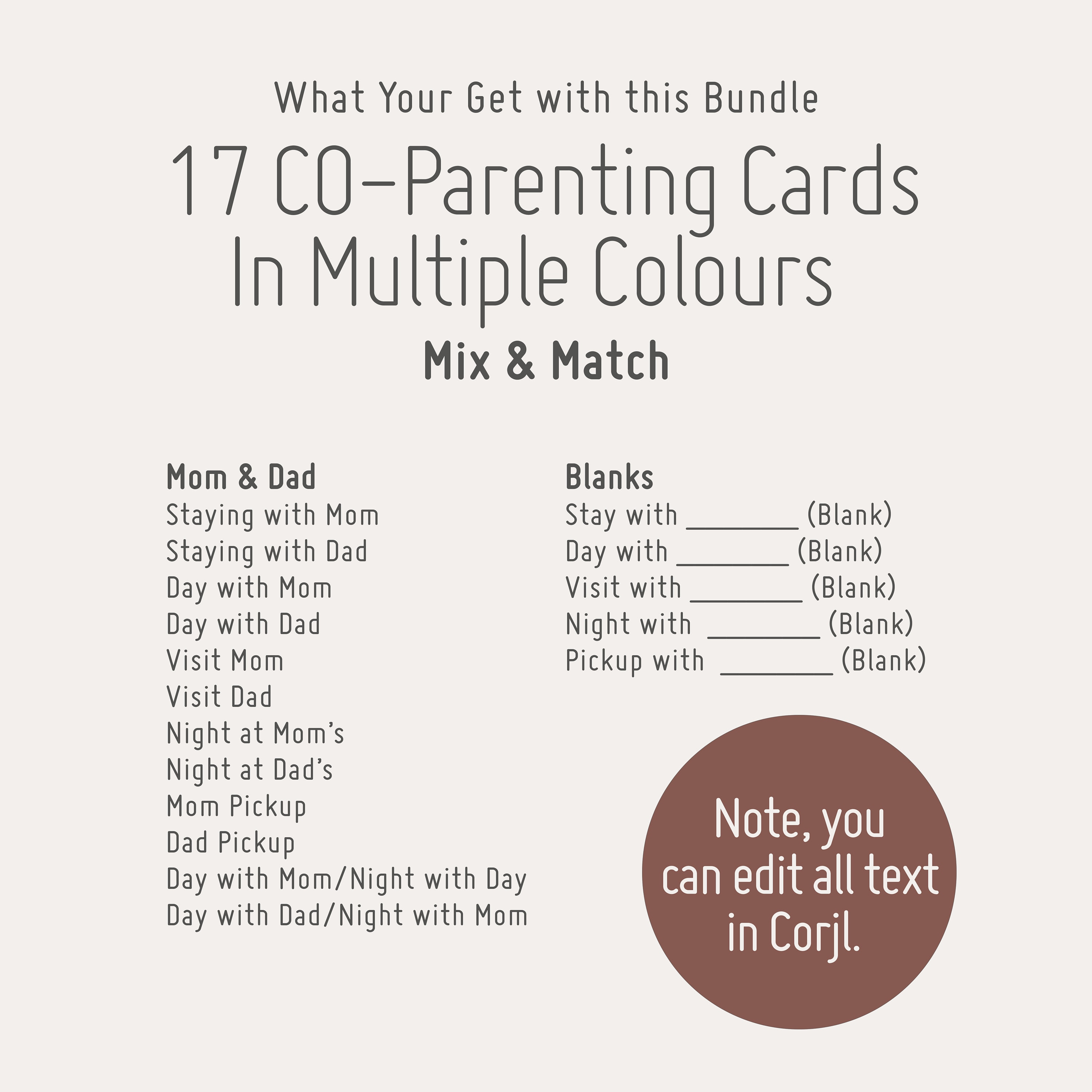 Co-parenting Routine Cards: Visual Calendar, Editable in Corjl (PDF ...