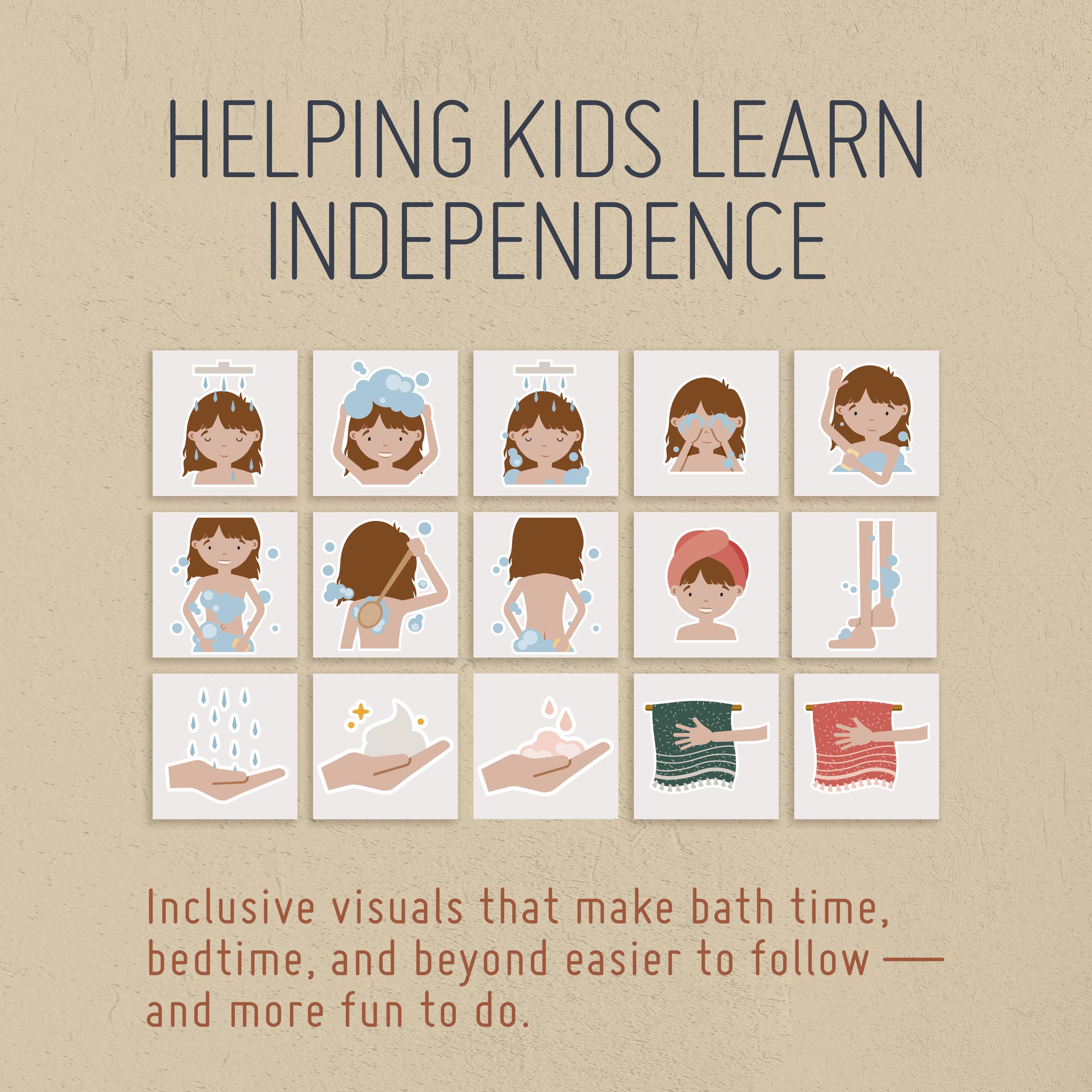 Kids Shower Routine Chart: Visual Schedule With Icons (corjl Template ...
