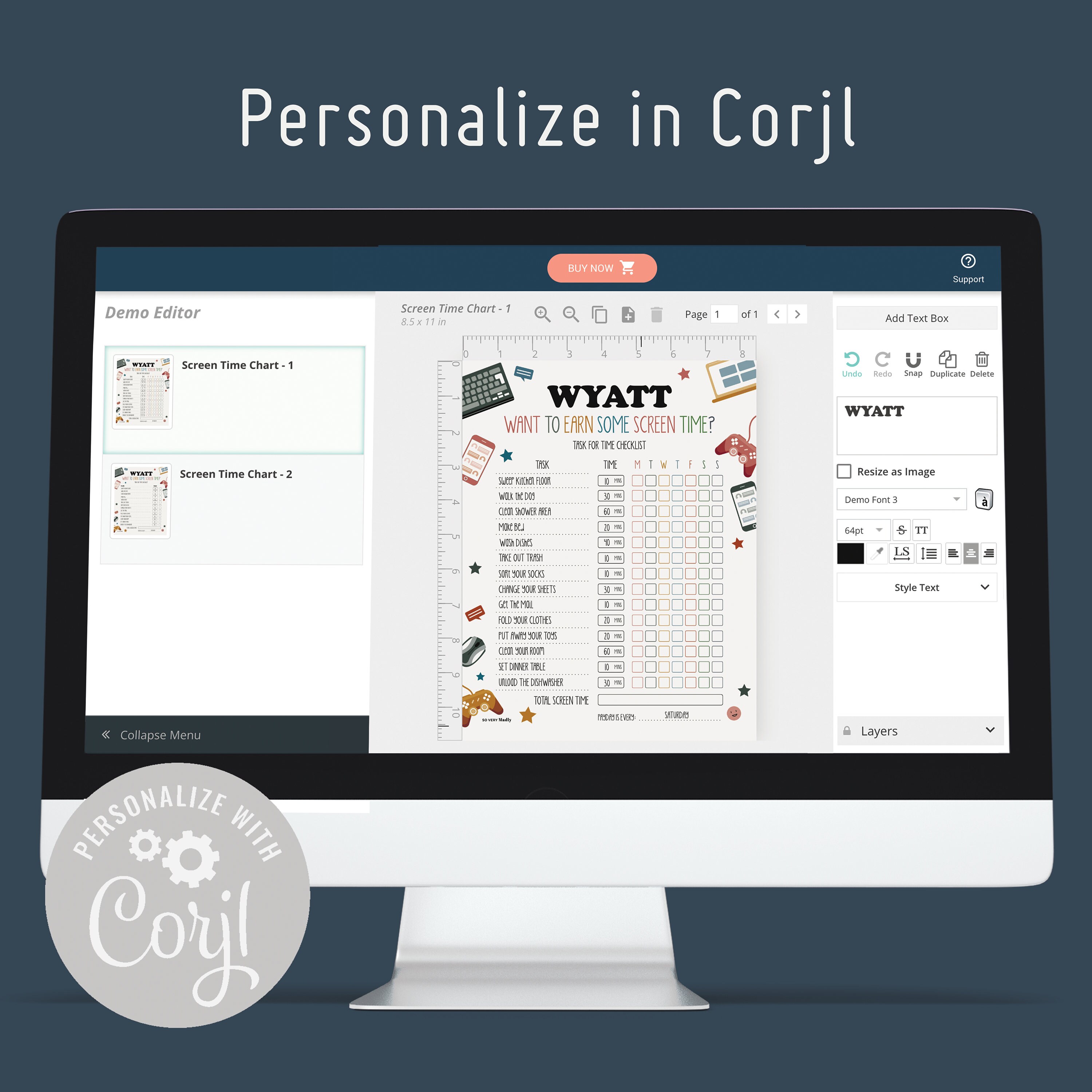 Reward Screen Time Chart With Play Money, Kids Chore Chart, Play Money ...