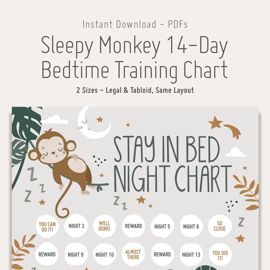 Sleepy Monkey Bedtime Training Chart: 14-day Reward System (printable ...