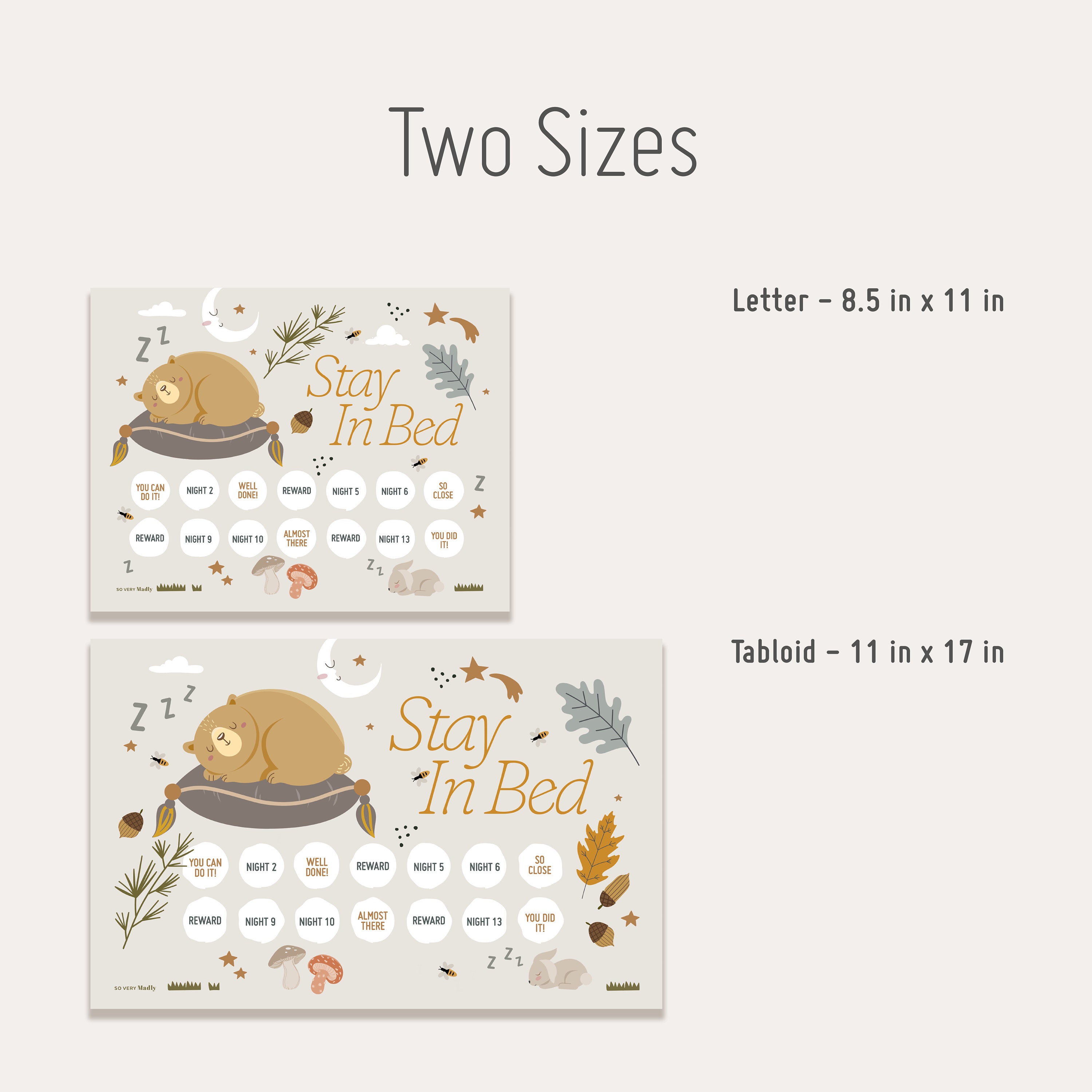 Stay in Bed Chart, Sleepy Bear, Printable Bedtime Training Reward Chart ...