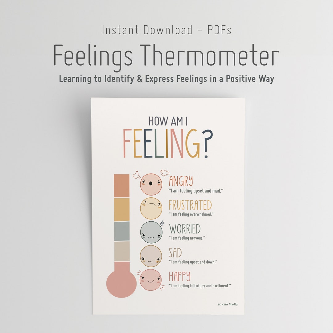 Feelings Thermometer Chart | Printable Emotions Chart | Kids Feelings ...