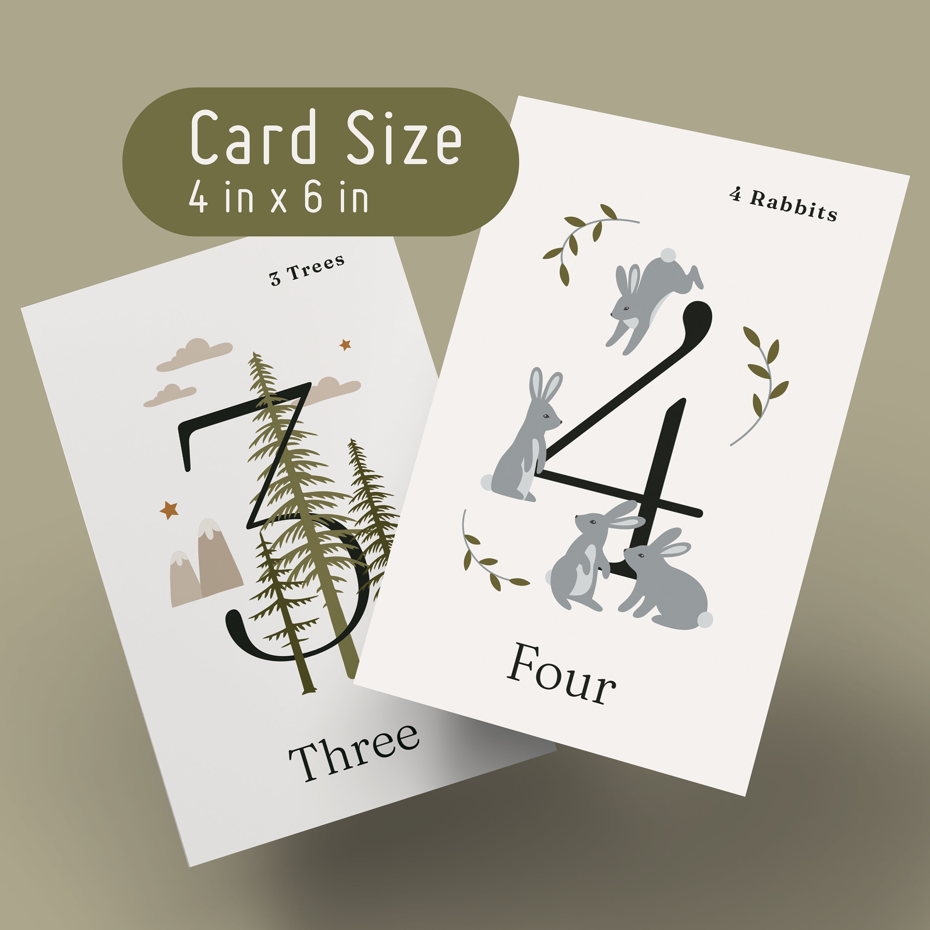Woodland Numbers Flash Cards Counting Learn to Print - Etsy