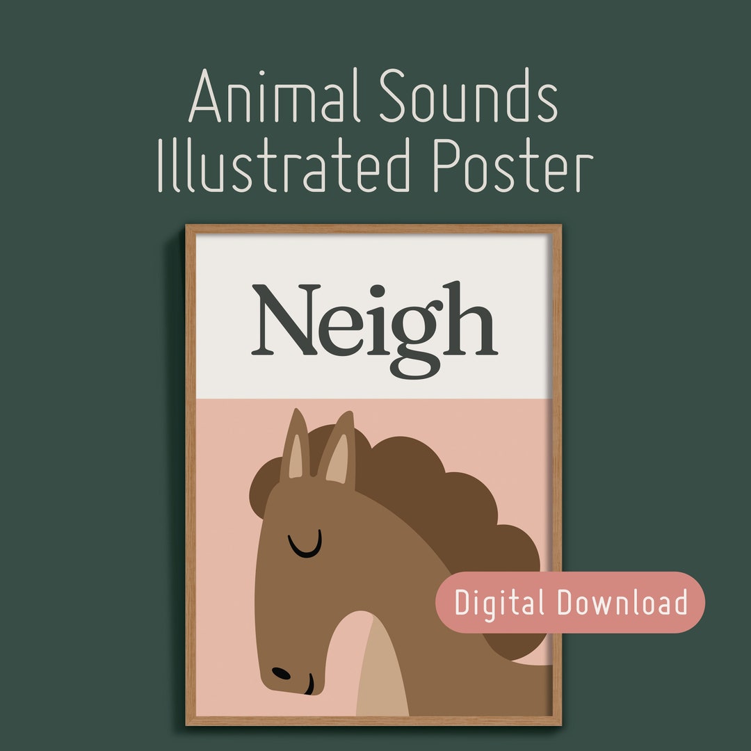 Animal Sounds Poster: Nursery Decor, Kids Bedroom Wall Art (printable ...